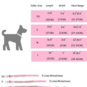 Bling Dog Collar for Small Medium Large Dogs, Crown Rhinestone Dog Collars for Girl and boy Dog, Diamond Puppy Collars, Adjustable Leather Suede SOFE Cat Collar (XS(8.2"-10.6"/21CM-27CM), Rose Red)