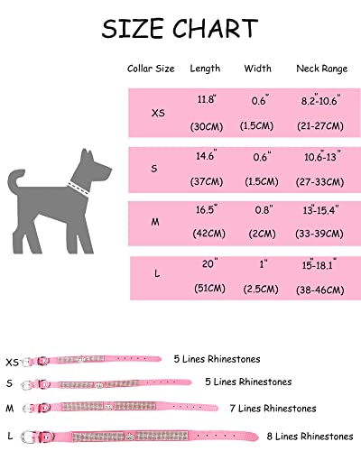 Bling Dog Collar for Small Medium Large Dogs, Crown Rhinestone Dog Collars for Girl and boy Dog, Diamond Puppy Collars, Adjustable Leather Suede SOFE Cat Collar (XS(8.2"-10.6"/21CM-27CM), Rose Red)