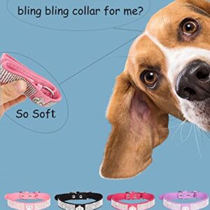 Bling Dog Collar for Small Medium Large Dogs, Crown Rhinestone Dog Collars for Girl and boy Dog, Diamond Puppy Collars, Adjustable Leather Suede SOFE Cat Collar (XS(8.2"-10.6"/21CM-27CM), Rose Red)