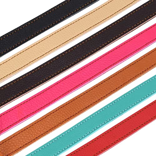 PET ARTIST Genuine Leather Dog Collar, Lightweight & Soft Padded Leather Collar, 7 Beautiful Color for Choices,Dog Collar for Puppy&Small Dog,Red,M