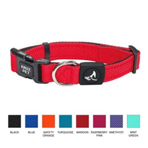 Kruz PET KZA102-18S Mesh Dog Collar for Small, Medium, Large Dogs, Adjustable Neck Collar, Soft, Lightweight, Breathable, Comfort Fit - Raspberry Pink - Small