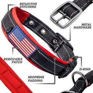 Marmuty Neoprene Dog Collar, Comfortable and Adjustable Reflective Dog Collars for Small Medium and Large Dogs, Metal Buckle Pet Collar for All Breeds with Patch, Soft Thick Padded Nylon Choker