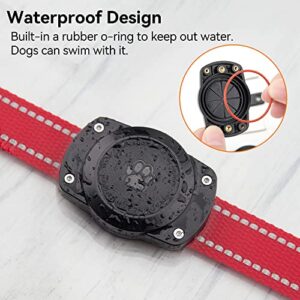 IPX8 Waterproof Airtag Dog Collar Holder, Ultra-Durable Dog & Cat Collars Mount for AirTag, Fits All Width Collars (1 Pack-Black)