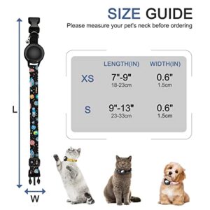 Upgraded AirTag Cat Collar, FEEYAR Integrated GPS Cat Collar with Apple Air Tag Holder and Bell [Black], Safety Elastic Band Tracker Cat Collars for Girl Boy Cats, Kittens and Puppies