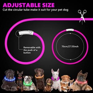 Light Up Dog Collars, Led Dog Collar for Pet Safety in Dark, Waterproof Rechargeable Dog Collar Light, Adjustable Size fit Most Dog, 3 Light Modes Dog Lights for Night Walking & Camping