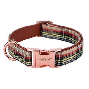 Newsofly Boy Girl Dog Collar with Bowtie, Adjustable Soft Collars with Metal Buckle,Cotton Designer for Small Medium Large Dogs (Small, Khaki)