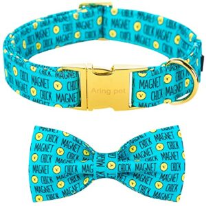 aring pet easter dog collar-adorable chick dog collar with bow, adjustable bowtie dog collars with metal buckle for small medium large dogs