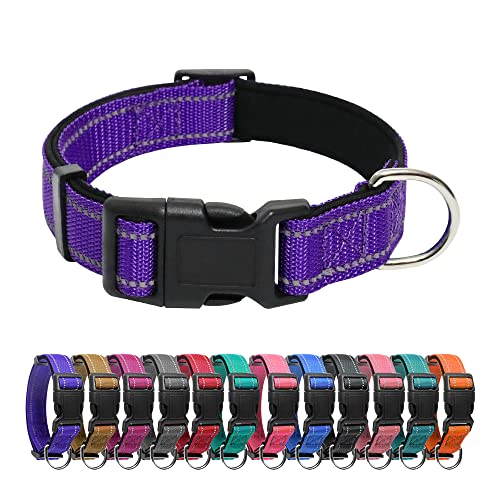 LIEVUIKEN 2 Pieces Reflective Dog Collar with Safety Locking Buckle, Adjustable Soft Breathable Comfortable Nylon Pet Collar for Small, Medium and Large Dogs, 5 Sizes