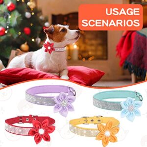 HOWWFALY Dog Collars Cat Collars Rhinestone Shiny Collars Adjustable Size with Cute Sunflowers for Kittens and Puppies (S, Red)