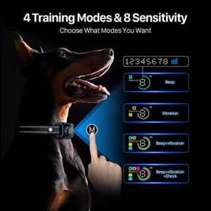 Dog Bark Collar, DINJOO Bark Collar for Large Medium Small Dogs,Smart Bark Collar,Rechargeable Anti Barking Training Collar with 8 Adjustable Sensitivity,Bark Shock Collar with Beep Vibration Shock