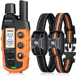 bousnic dog shock collar 2 dogs (5-120lbs) – 3300 ft waterproof training collar for dogs large medium small with rechargeable remote, beep (1-8) vibration (1-16) and humane shock (1-99) modes