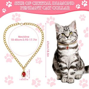 TIESOME Rhinestones Pendant Pet Collars, Adjustable Metal Drop Cat Dog Collar Necklace Crystal Diamond Elastic Collar with Pendant for Pet (Red)