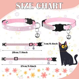 6 Pcs Rhinestones Cat Collar Breakaway Bling Diamond Cat Collar for Girl Boy Cats Collar with Bell Soft Velvet Adjustable Safety Shine Collar for Cat Puppy (Lovely Color, 7.9-9.8 inch)