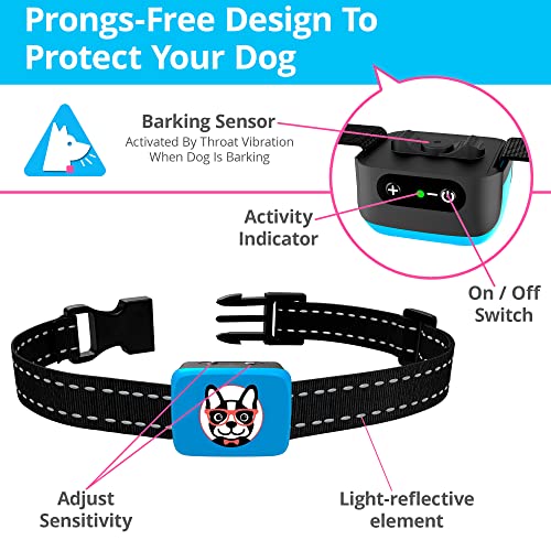 Small Dog Bark Collar Rechargeable – Smallest Bark Collar for Small Dogs 5-15lbs - Most Humane Stop Barking Collar - Dog Training No Shock Anti Bark Collar - Safe Pet Bark Control Device