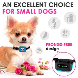 Small Dog Bark Collar Rechargeable – Smallest Bark Collar for Small Dogs 5-15lbs - Most Humane Stop Barking Collar - Dog Training No Shock Anti Bark Collar - Safe Pet Bark Control Device