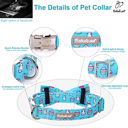 Babole Pet Dog Collar Easter Gift with Bow Tie, Rabbit Egg Male Dog Collar with Safety Metal Buckle Adjustable Puppy Collars for Small Medium Large Boy & Girl Dog,L-Neck 16"-24"