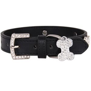 dog bell collar soft pet bone rhinestone dog collar diamond buckle pet leash cute cat collars breakaway with bell