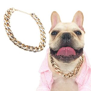 Dog Collar Chain Wide Gold Collares De Perros Pet Hip Hop Leads Chains Kit Dog Collars Necklace Collar Leash Dog Chain Necklace Luminous