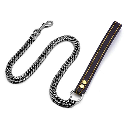 EZURI Traction Rope Pet Dog Leash Gold Chain Puppy Collar Necklace Stainless Steel Bulldog Collar Leash 17mm Small Middle Large Dog Leash (Color : A, Size : 1)