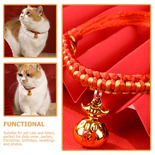 Ipetboom 2pcs Dog Cat Bell Collar Pet Neck Collar with Bell Adjustable Red String Leash Collar for Cats Kitten Puppy Small Medium Dogs