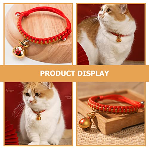 Ipetboom 2pcs Dog Cat Bell Collar Pet Neck Collar with Bell Adjustable Red String Leash Collar for Cats Kitten Puppy Small Medium Dogs