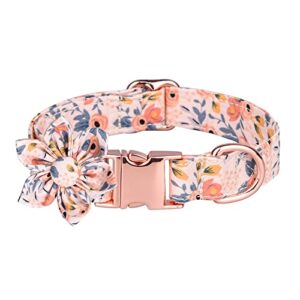 large nylon dog collar 3 adjustable sizes personalized flower tie cotton girls dog collar with metal buckle puppy collars for small medium large dog pet gift