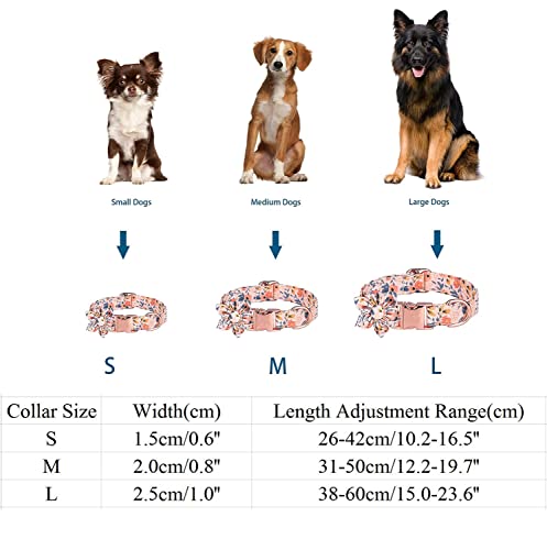 Large Nylon Dog Collar 3 Adjustable Sizes Personalized Flower Tie Cotton Girls Dog Collar with Metal Buckle Puppy Collars for Small Medium Large Dog Pet Gift