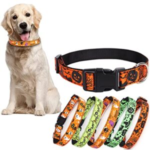 halloween dog collar and leash set, durable soft halloween style pet collar adjustable for small medium large dogs kitten monster xl