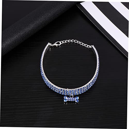 POPETPOP 2pcs Dog Collar for Puppies Dog Chain Collars Girl Jewelry Cat Collars for Girl Cats Cat Chain Collar Girl Puppy Collars Accessories Rhinestones Blue Leash Rhinestone Choker