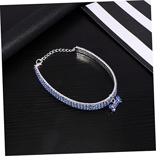 POPETPOP 2pcs Dog Collar for Puppies Dog Chain Collars Girl Jewelry Cat Collars for Girl Cats Cat Chain Collar Girl Puppy Collars Accessories Rhinestones Blue Leash Rhinestone Choker