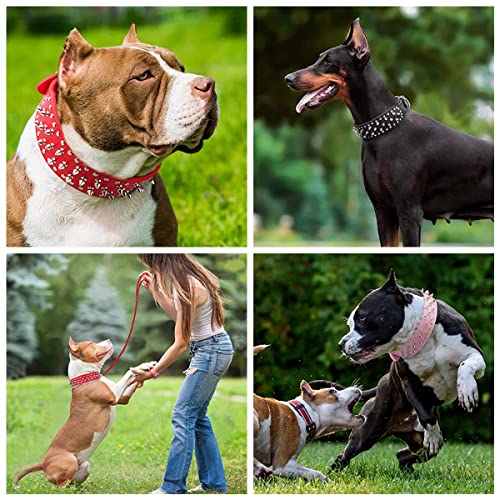 Spiked Studded Dog Collar, Rivet PU Leather Dog Collars Durable Adjustable for Medium & Large Pets Pitbull Bully Dog Rottweiler Alligator Skin S