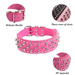 Spiked Studded Dog Collar, Rivet PU Leather Dog Collars Durable Adjustable for Medium & Large Pets Pitbull Bully Dog Rottweiler Alligator Skin S