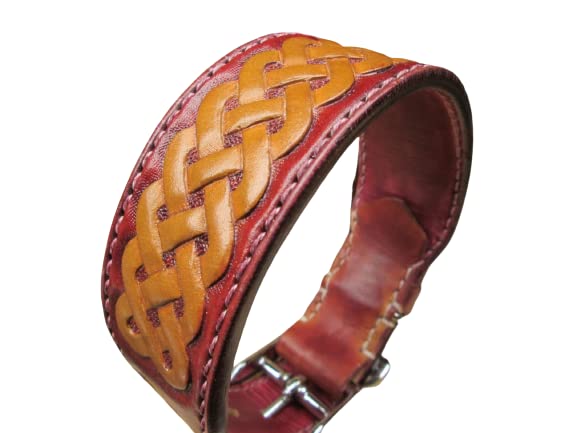 Dog Large Endless Knot Collar, Dog Lover Handstitched Collar, Padded Leather Dog Collar, Dog Collar Handmade Leather