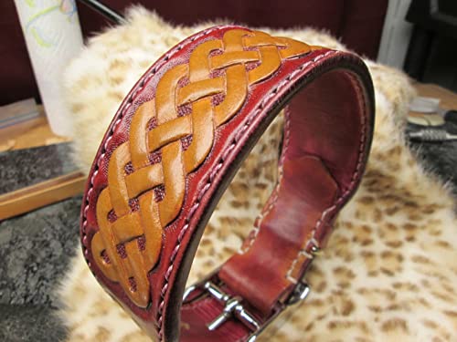 Dog Large Endless Knot Collar, Dog Lover Handstitched Collar, Padded Leather Dog Collar, Dog Collar Handmade Leather