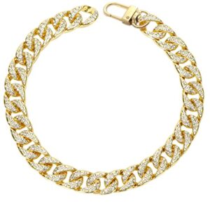 Gold Dog Collar Puppy Zircon 14mm Cuban Link Chain Handmade Iced Out Diamond Exaggerated Full Cz Prong Set Pet Jewelry