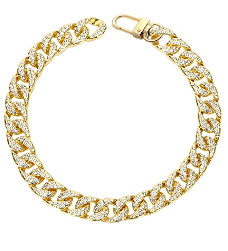 Gold Dog Collar Puppy Zircon 14mm Cuban Link Chain Handmade Iced Out Diamond Exaggerated Full Cz Prong Set Pet Jewelry