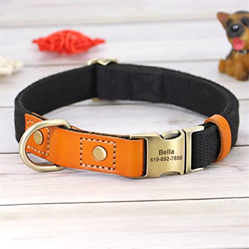 DHTDVD Nylon Large Dog Collar Custom Dog Name Collars Pet Engraved Name Phone Collar for Retriever Walk (Color : D, Size : Small)