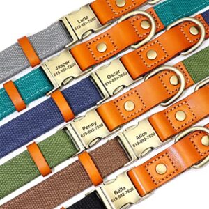 DHTDVD Nylon Large Dog Collar Custom Dog Name Collars Pet Engraved Name Phone Collar for Retriever Walk (Color : D, Size : Small)