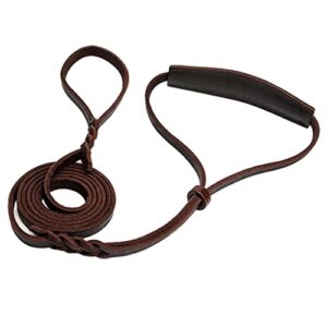 DHDM Leather Braided Dog Collar, Large Dog Collar with Drawstring for Small, Medium and Large Dogs