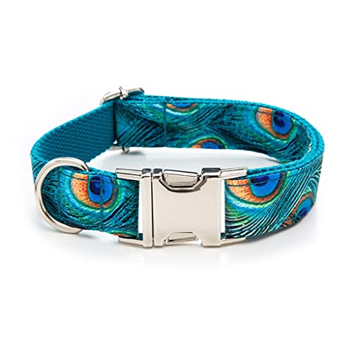 CXDTBH Pet Dog Collar and Leash Set Personalized Dog Collar with Bow Peacock Pattern Designer Collar for Dog Metal Buckle ( Color : D , Size : Small )