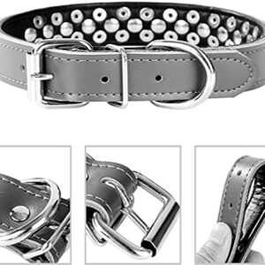 Serijoars Adjustable Genuine Leather Spiked Studded Dog Collars for Small Medium Large Pets /Pit Bull/Bulldog/Pugs/Husky (L, Brown2)