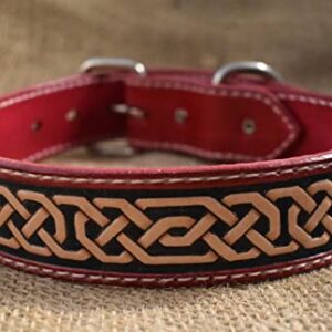 Dog Large Celtic Collar, Dog Lover Handstitched Collar, Padded Leather Dog Collar, Dog Collar Handmade Leather