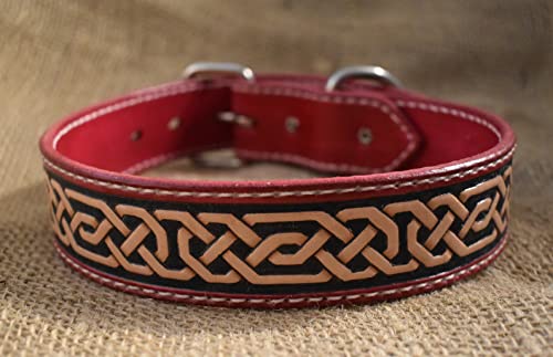 Dog Large Celtic Collar, Dog Lover Handstitched Collar, Padded Leather Dog Collar, Dog Collar Handmade Leather