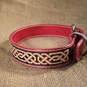 Dog Large Celtic Collar, Dog Lover Handstitched Collar, Padded Leather Dog Collar, Dog Collar Handmade Leather