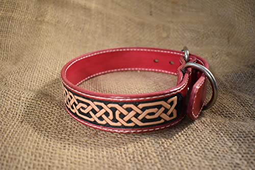 Dog Large Celtic Collar, Dog Lover Handstitched Collar, Padded Leather Dog Collar, Dog Collar Handmade Leather