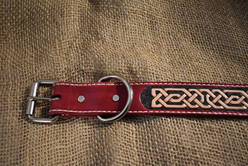 Dog Large Celtic Collar, Dog Lover Handstitched Collar, Padded Leather Dog Collar, Dog Collar Handmade Leather