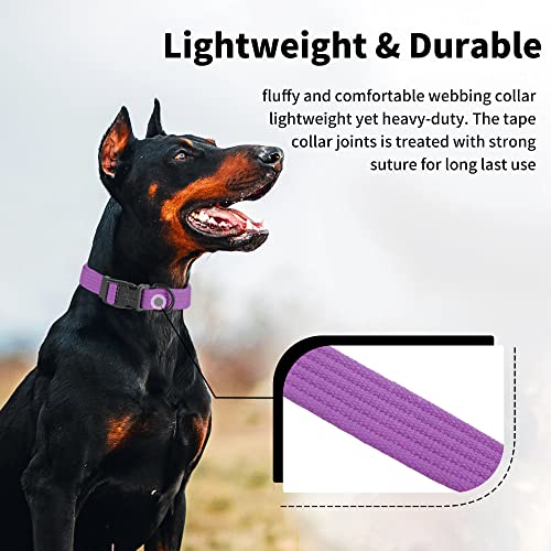 lynxking Dog Collar Soft Padded Breathable Cotton Solid Color Strong Adjustable Pet Collar for Little Puppy