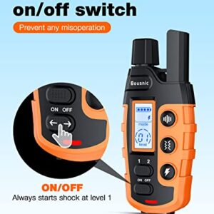 Bousnic Dog Shock Collar - 3300Ft Dog Training Collar with Remote for 5-120lbs Small Medium Large Dogs Rechargeable Waterproof e Collar with Beep(1-8), Vibration(1-16), Safe Shock(1-99) (Orange)