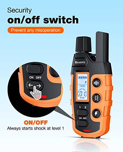 Bousnic Dog Shock Collar - 3300Ft Dog Training Collar with Remote for 5-120lbs Small Medium Large Dogs Rechargeable Waterproof e Collar with Beep(1-8), Vibration(1-16), Safe Shock(1-99) (Orange)