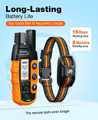 Bousnic Dog Shock Collar - 3300Ft Dog Training Collar with Remote for 5-120lbs Small Medium Large Dogs Rechargeable Waterproof e Collar with Beep(1-8), Vibration(1-16), Safe Shock(1-99) (Orange)